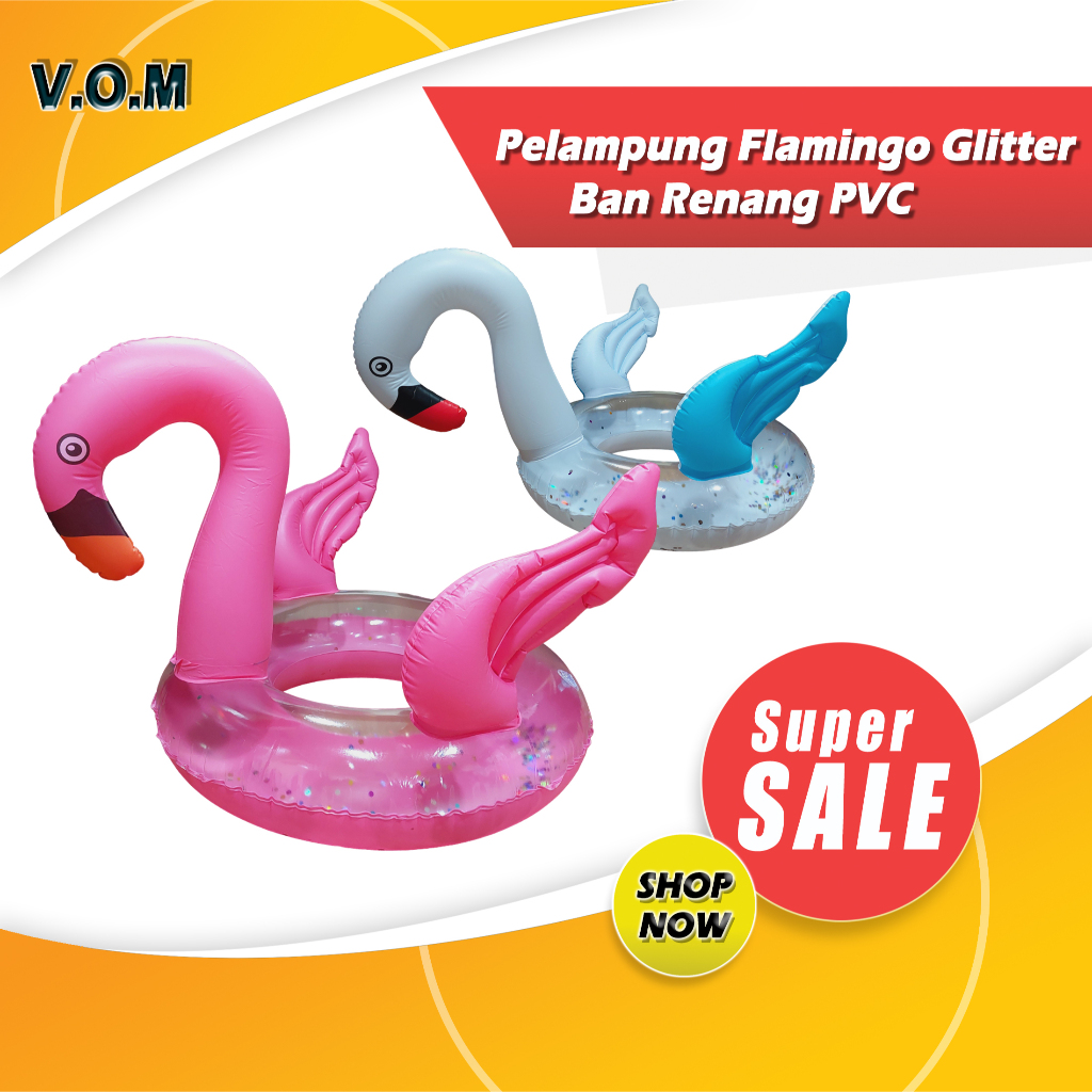 Jual Pelampung Flamingo Glitter Ban Renang PVC Baby Boat Ban Bulat A039 ...