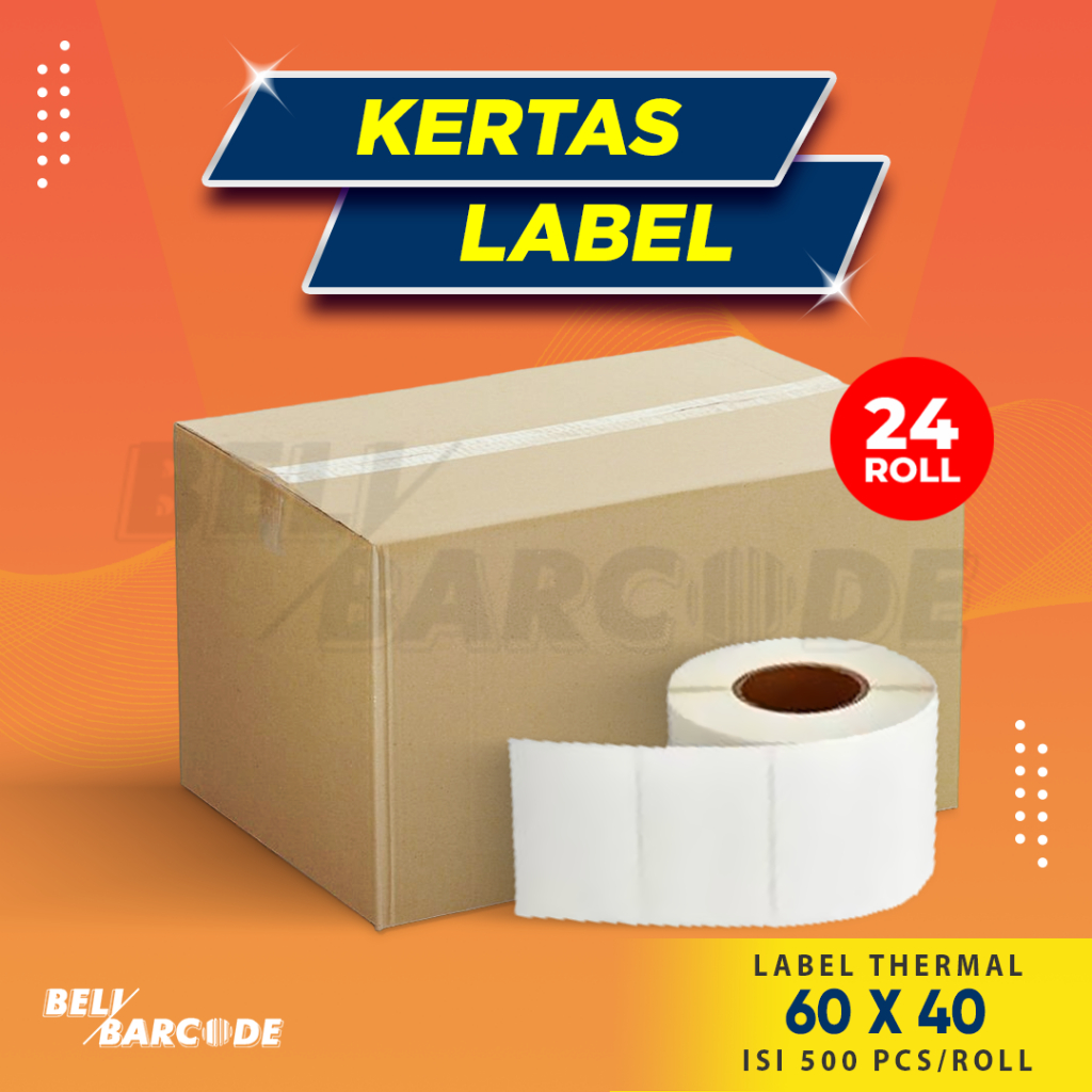Jual Label Stiker Barcode Thermal 60x40 mm 1 Line Core 1 Inch Isi 500 ...