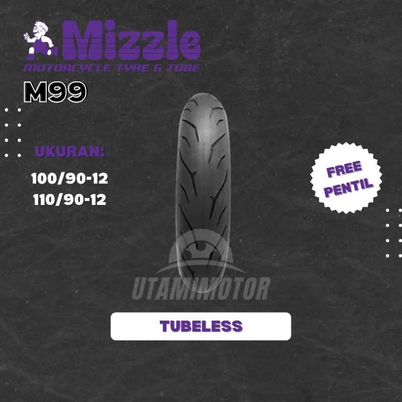 Jual BAN MOTOR MIZZLE M99 RING 12 100/90-12 110/90-12 TUBELESS | Shopee ...