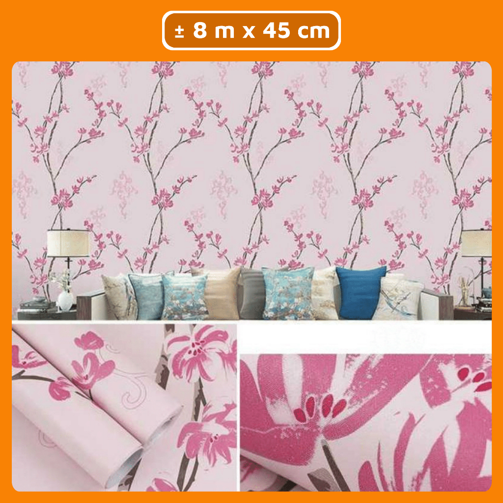 Jual Live COD Wallpaper Dinding Kamar Tidur Ruang Tamu Motif Bunga Wallpaper Dinding Bunga ...