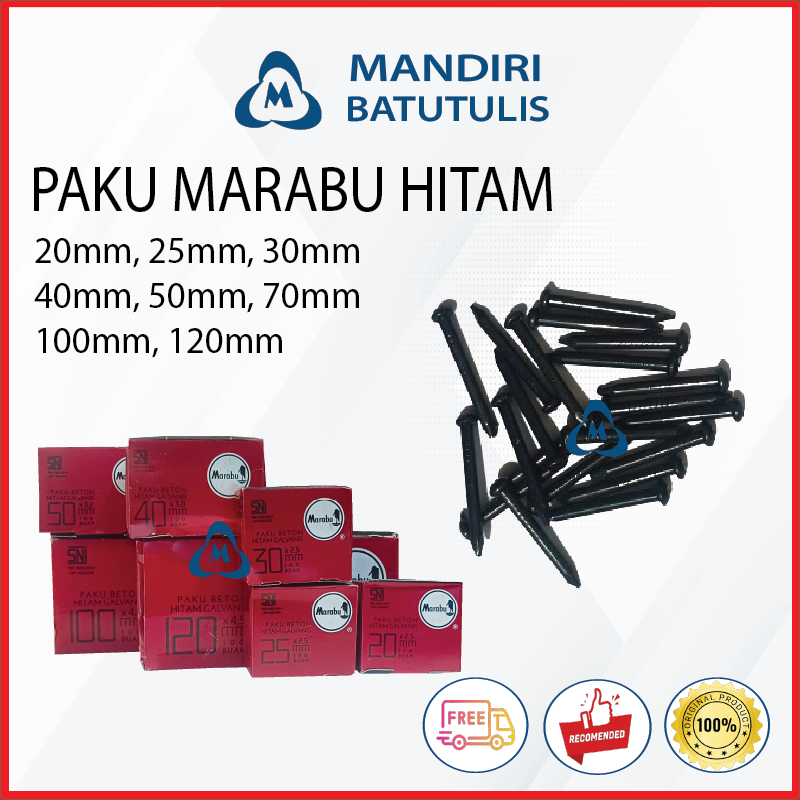 Jual Paku Beton Hitam Marabu 50mm - Paku Tembok / Kayu 5cm | Shopee ...