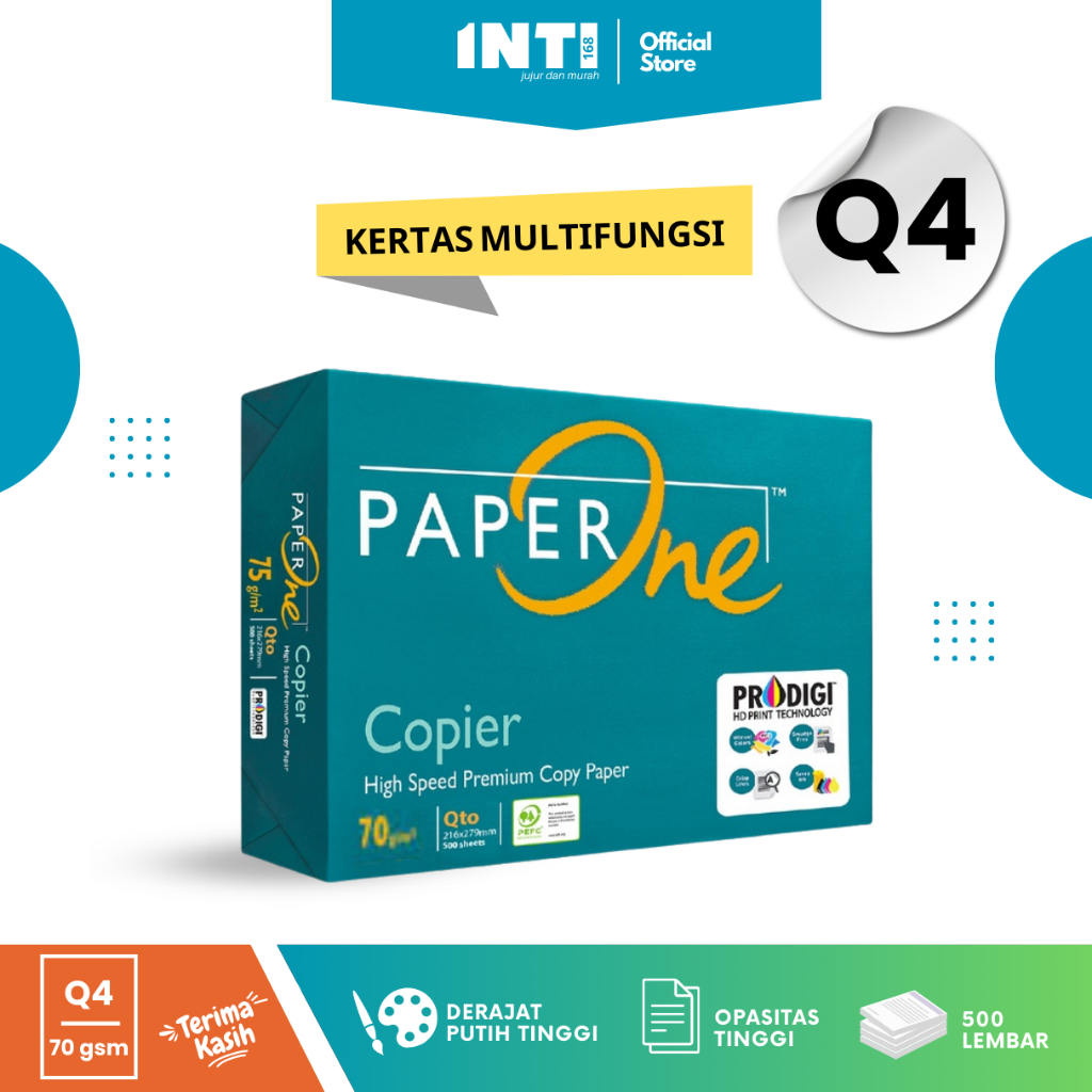 Jual PaperOne Kertas Q4 70gr Copier 1 Rim (500 lembar) Kertas HVS Q4 Kertas Fotocopy | Shopee ...