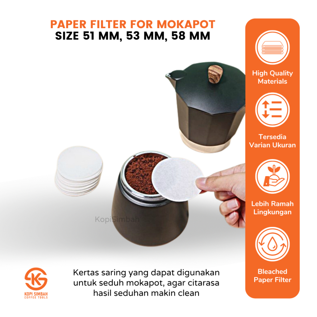 Jual Paper Filter Mokapot Isi 100 Lembar Kertas Saring Kopi Espresso ...