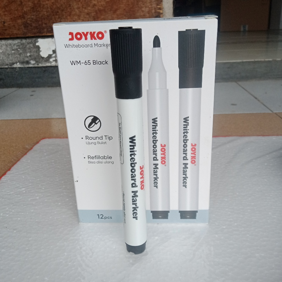 Jual joyko 6 buah spidol whiteboard marker wm-65 warna hitam joyko per ...