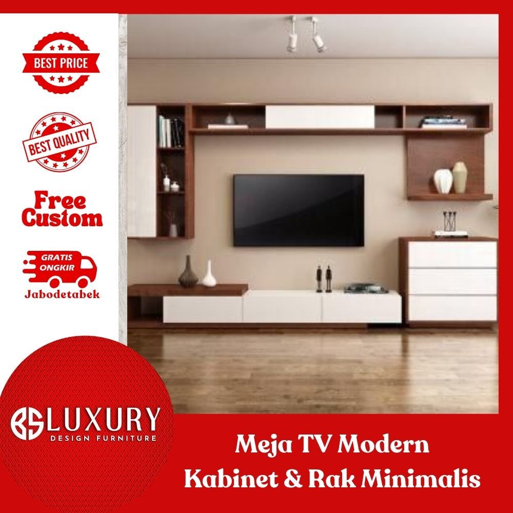 Jual Meja TV Estetik Modern Minimalis Bahan Multiplek Premium Quality ...