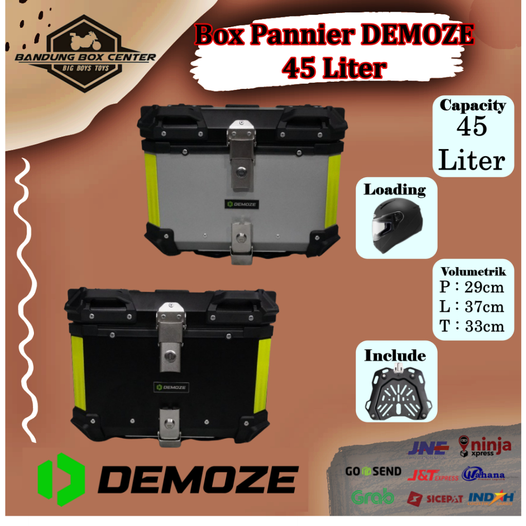 Jual Box Motor DEMOZE 45 Liter Panier Box Pannier Box Almunium Top Box ...