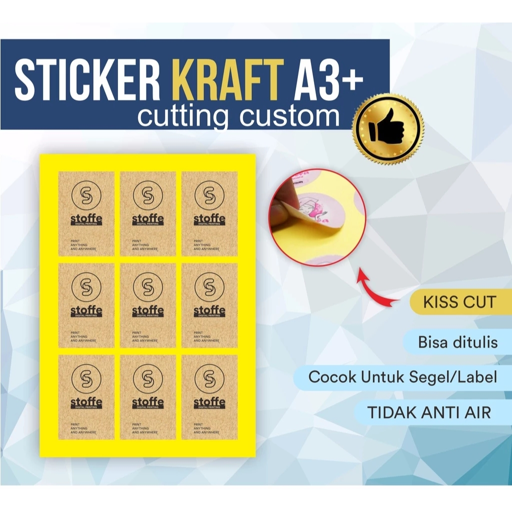 Jual CETAK STIKER KRAFT CUSTOM A3+ POTONG SESUAI POLA | Shopee Indonesia