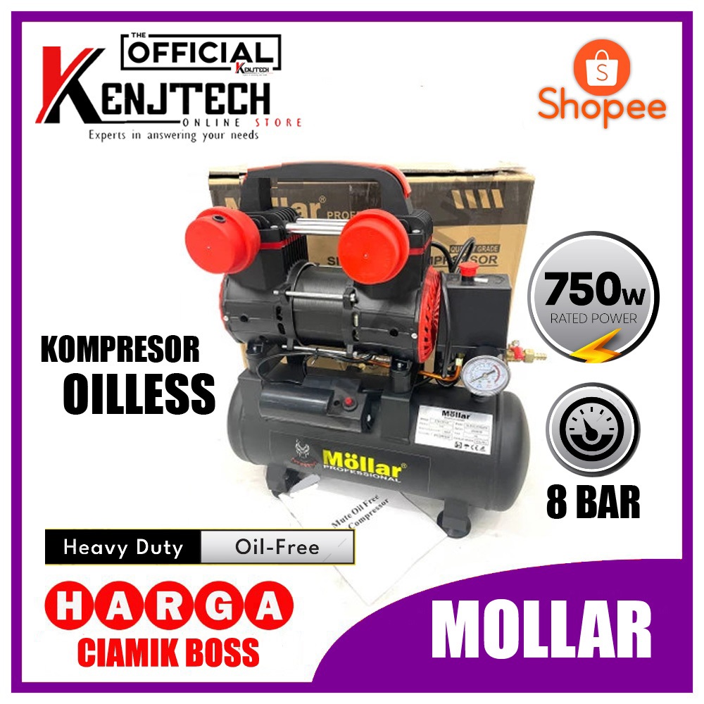 Jual Kompresor mollar black panther 1 HP Oiless Oilless air kompresor ...