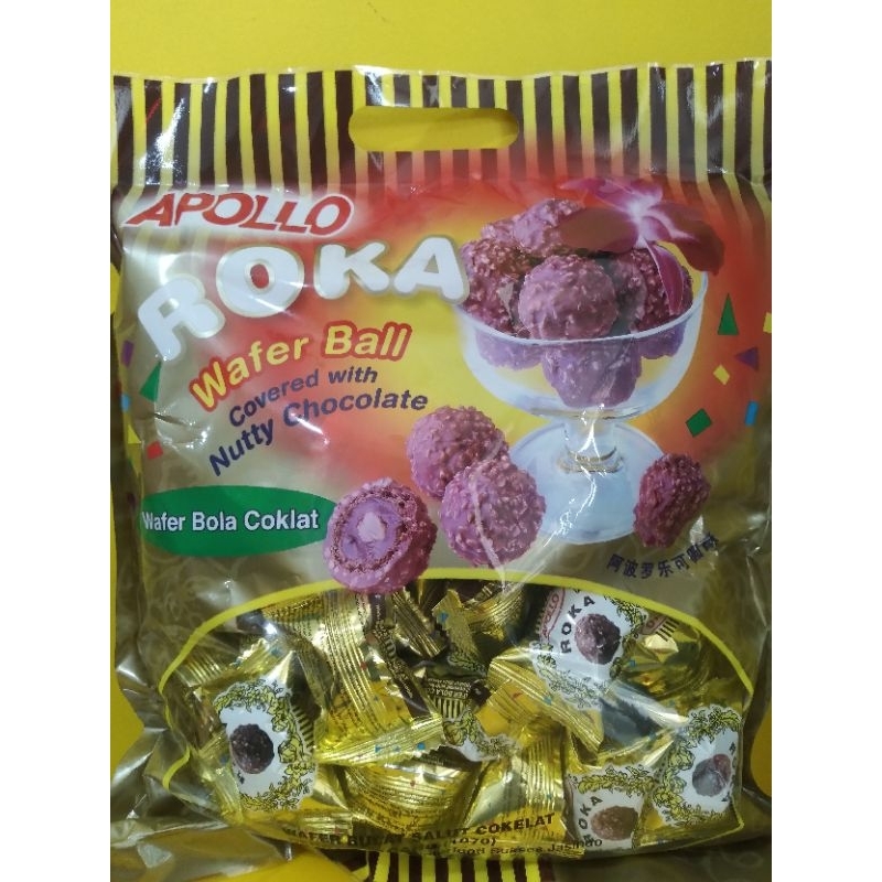 Jual Apollo Roka Wafer Ball Chocolate / Wafer Bola Coklat / Snack ...