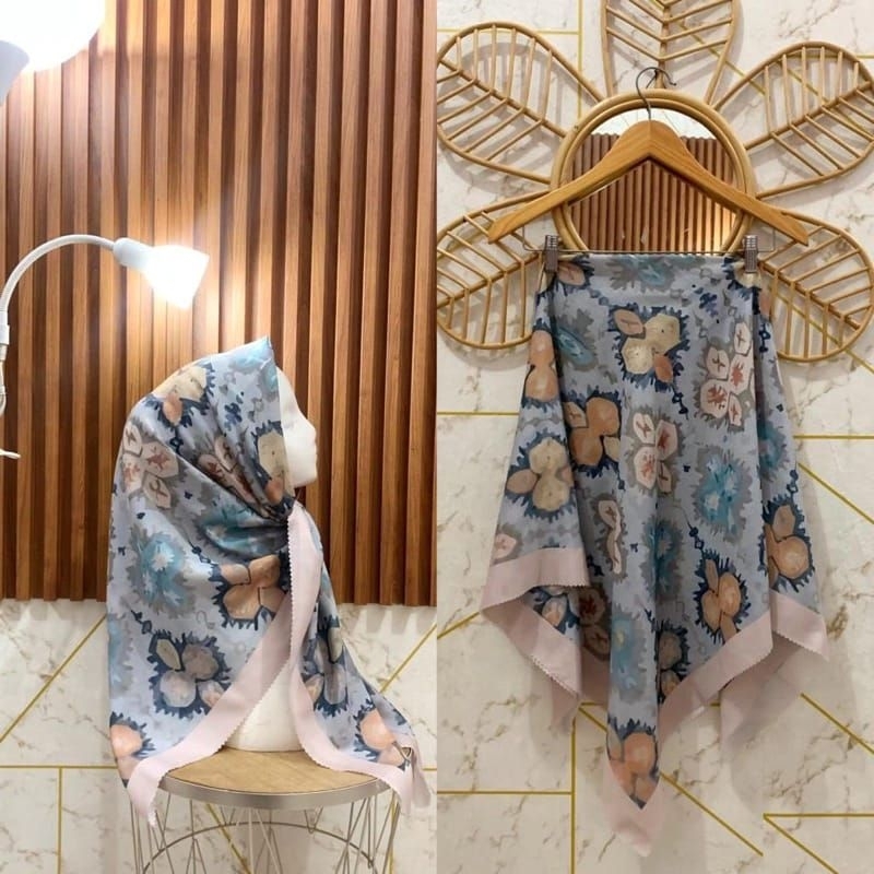 Jual HIJAB SEGIEMPAT MOTIF BUNGA BATIK ABSTRAK KERUDUNG VOAL PREMIUM ...