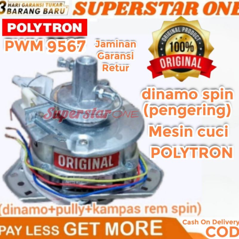 Jual Dinamo SET PULLY mesin cuci Polytron PWM-9567/PWM 9567/9567 | Shopee Indonesia