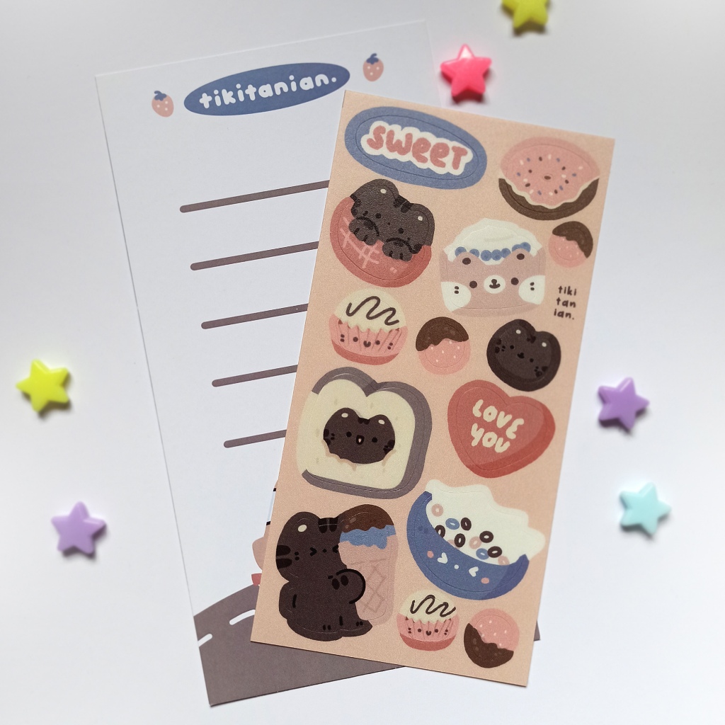 Jual Sticker Sheet Kucing Cimol Dessert by Tikitanian | Shopee Indonesia
