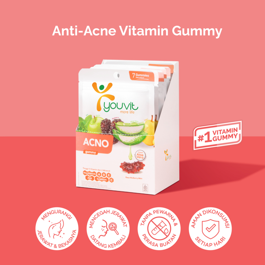Jual YOUVIT ACNO 7 DAYS SACH @6 NIACINAMIDE GUMMY UNTUK ANTI JERAWAT | YOUVIT ACNO 30 HARI ...