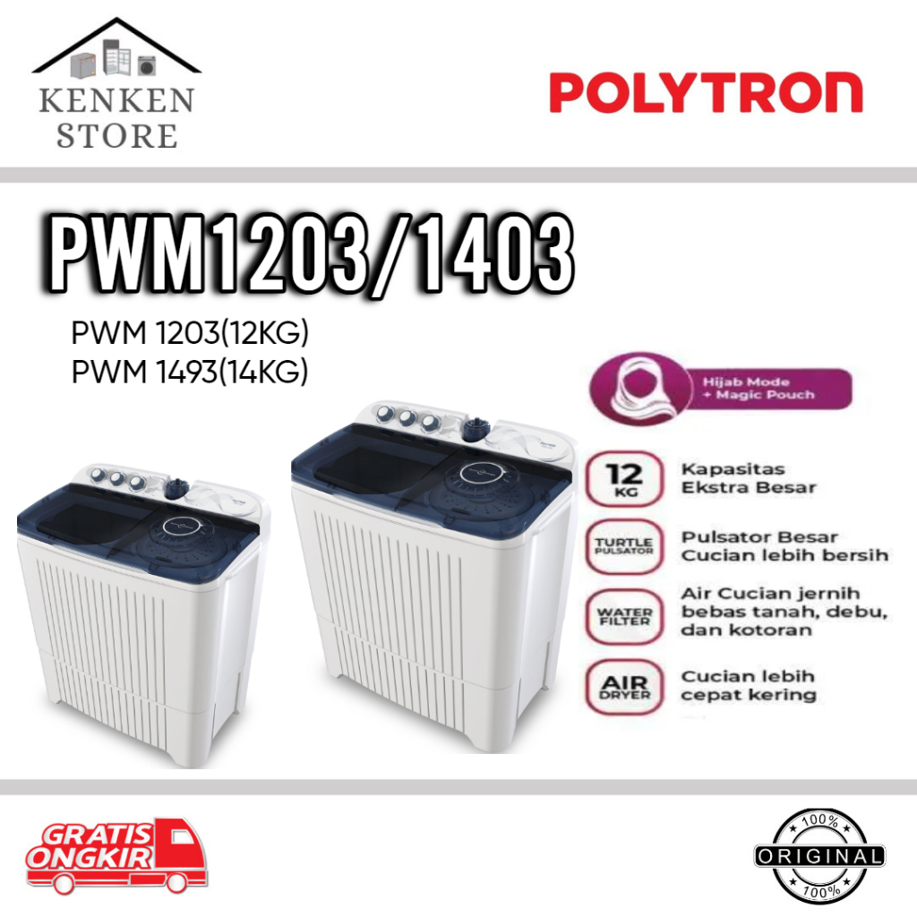 Jual MESIN CUCI POLYTRON 2 TABUNG PWM1203(12KG) PWM1403(14KG) | Shopee ...