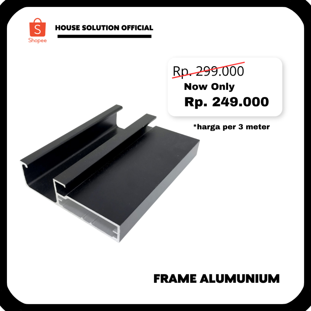 Jual FRAME Aluminium HITAM Black Handle Kaca Pintu Lemari Kitchen ...