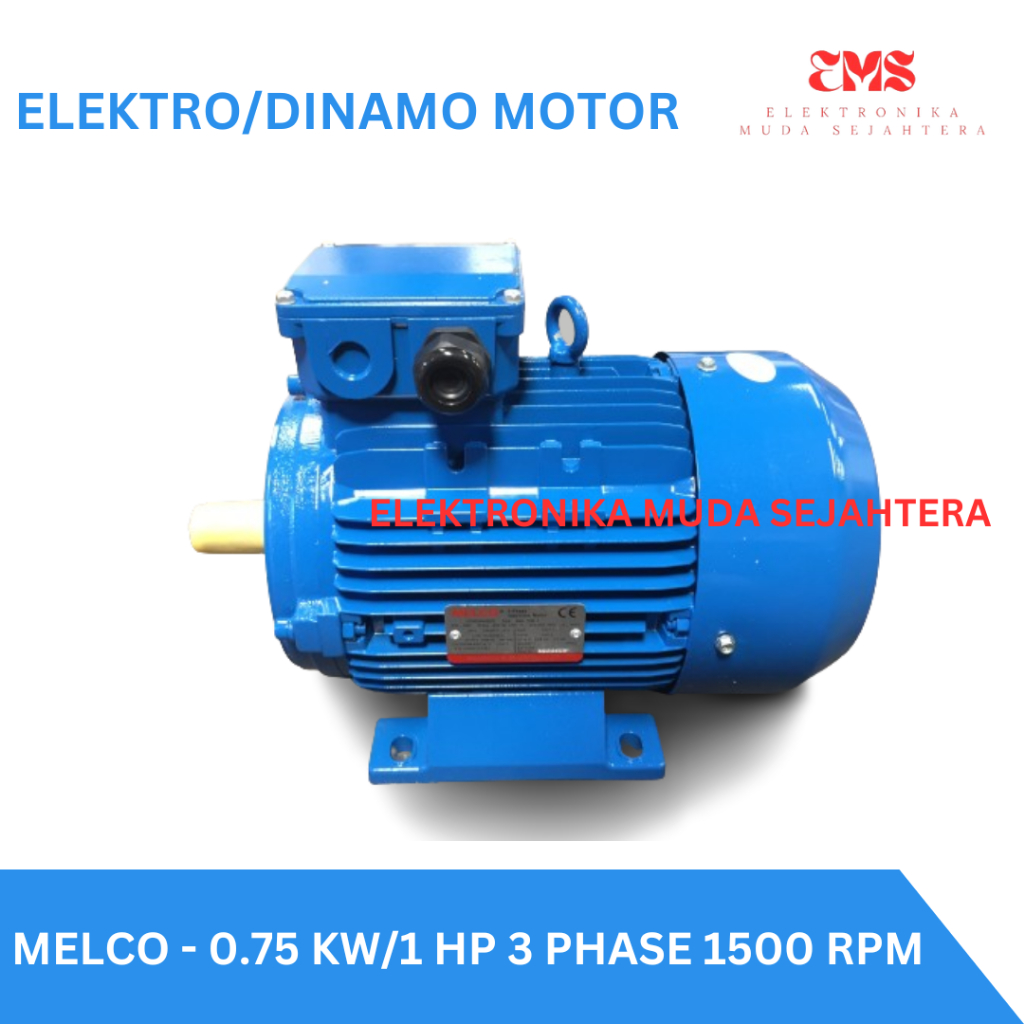 Jual Dinamo Elektro Motor 0.75KW 1HP 3 Phase 220/380V 50HZ MELCO B3 Foot | Shopee Indonesia