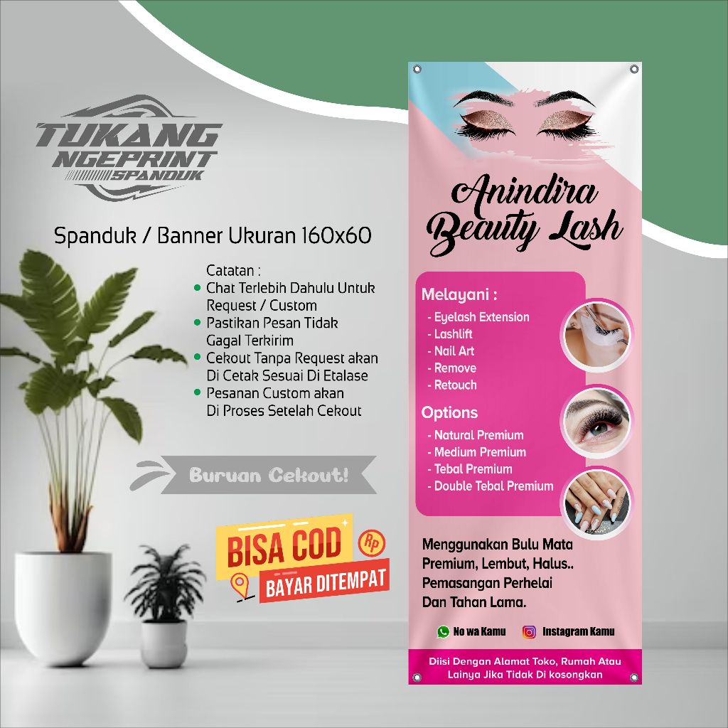 Jual Spanduk/Banner/Backdrop Eyelash Extension Free Desain Custom ...