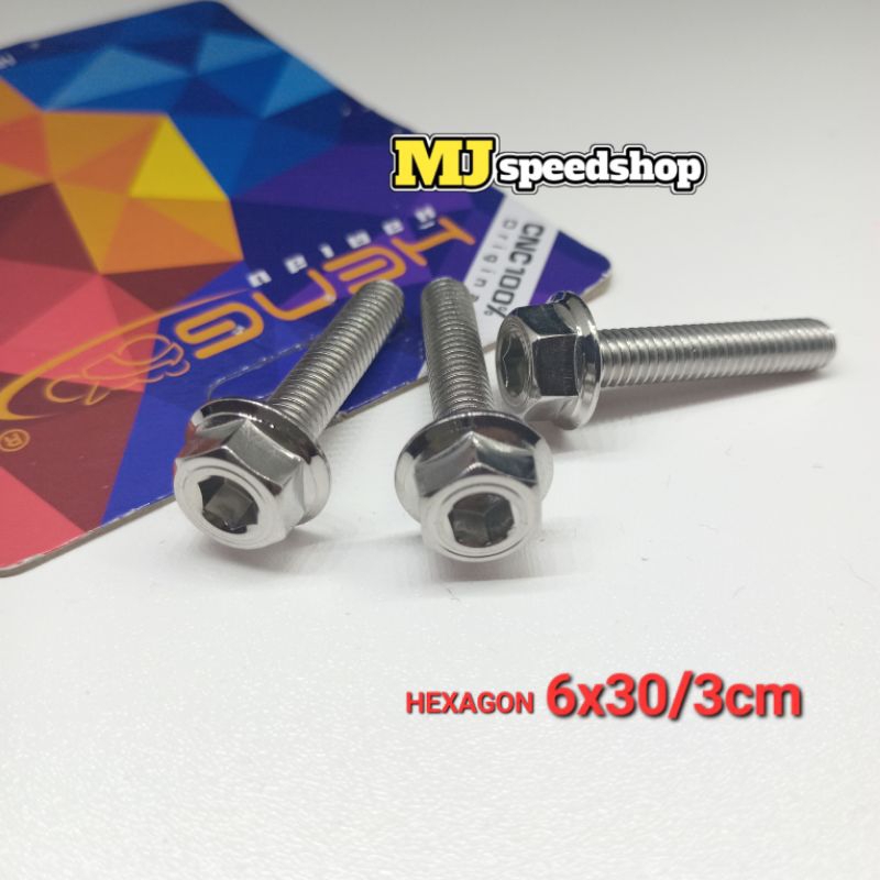 Jual baut 10 probolt 6x30 2 kunci HEXAGON STAINLESS heng thailand 3cm m6x30 | Shopee Indonesia