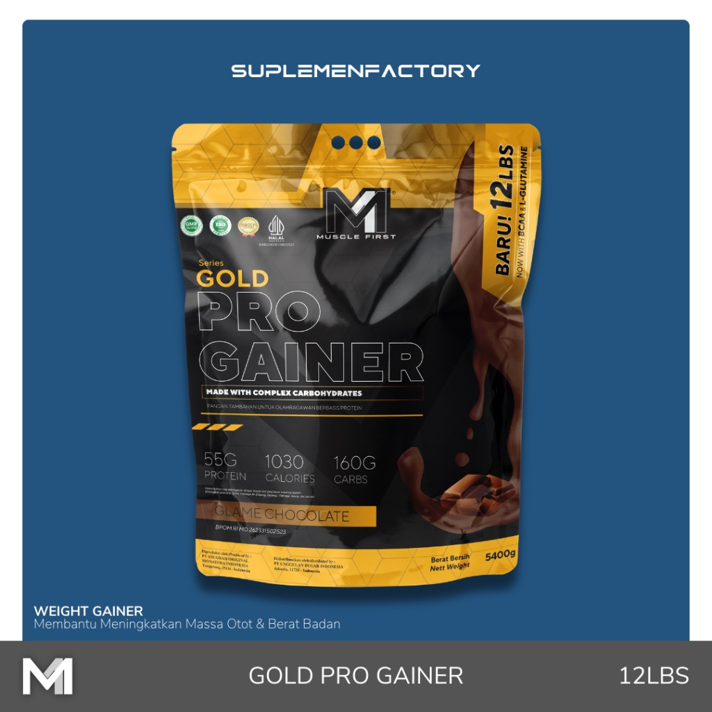 Jual Muscle First Pro Gainer 12 lbs Mass Weight M1 Gold Pro Gainer ...
