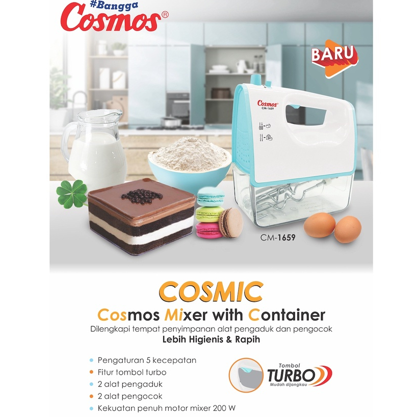 Jual HAND MIXER COSMOS CM 1259 1659 COSMIC 5 KECEPATAN DENGAN CONTAINER ...