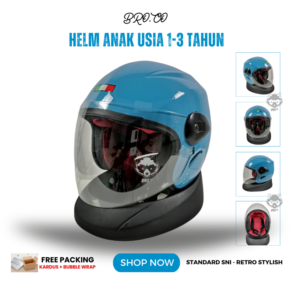 Jual HELM PILOT RETRO ITALY ANAK ANAK JUNIOR HALF FACE YELLOW KUNING ...