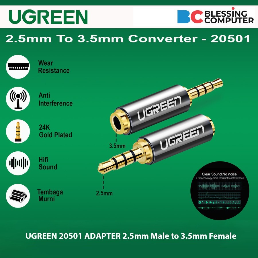 Jual UGREEN 20501 ADAPTER 2.5mm Male to 3.5mm Female | Shopee Indonesia