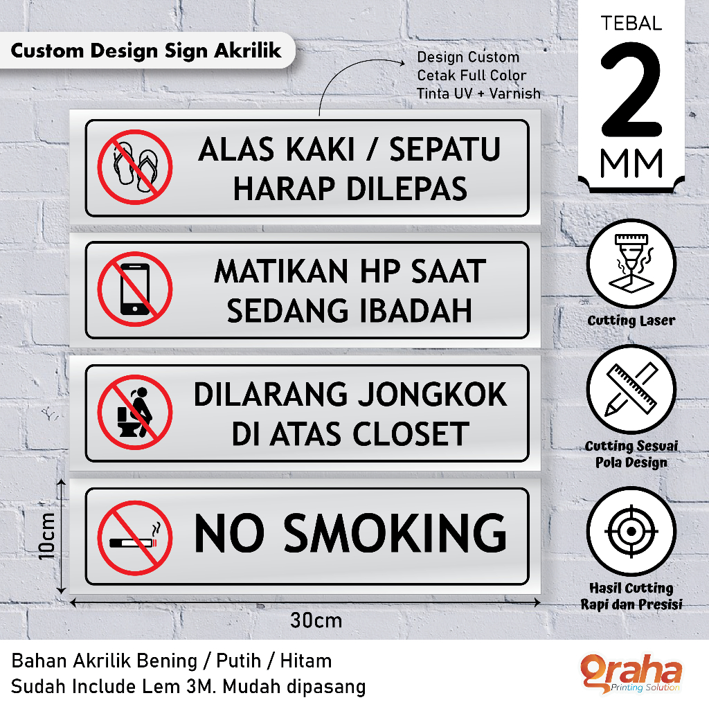 Jual Custom Sign Akrilik | Cetak Sign Board | Custom Sign Board + UV ...