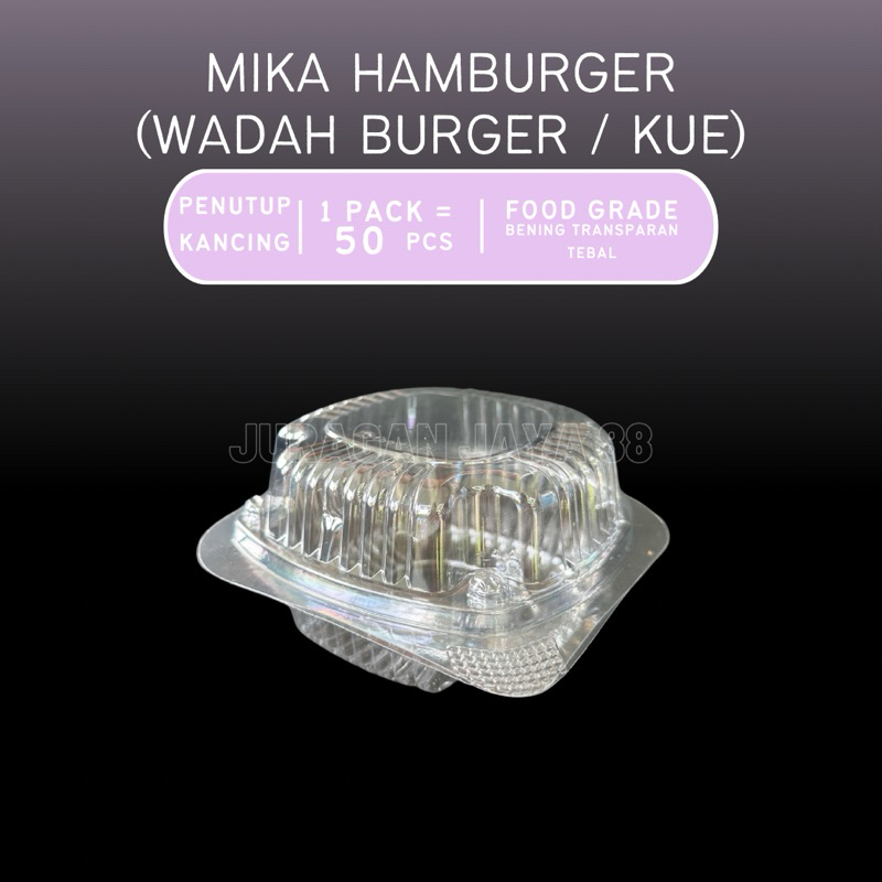 Jual (50 PCS) Mika Plastik Burger Hamburger Kue Makanan | Wadah Bening ...