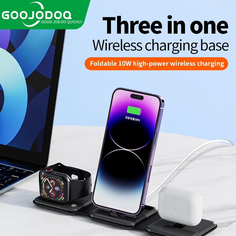 Jual Goojodoq Magnetic Wireless Charger Stand 3 in 1 Wireless Charging ...