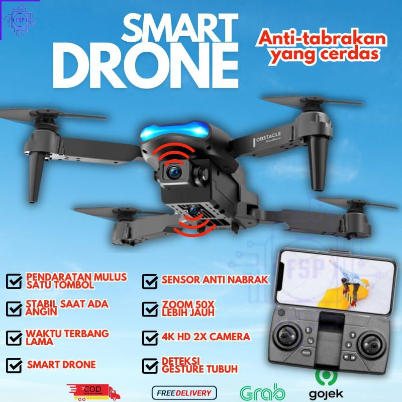 Jual [New 2024] Smart Drone Dual Camera /Dua Kamera 4K HD Anti Nabrak Jarak Jauh Pendaratan ...