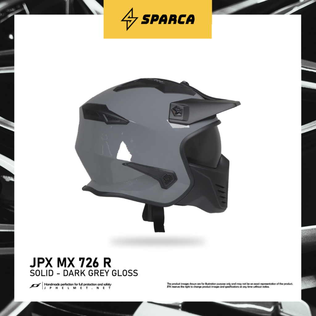 Jual [SPARCA] Helm JPX Full Face MX-726R GORILLA GREY GLOSS/BLACK ...