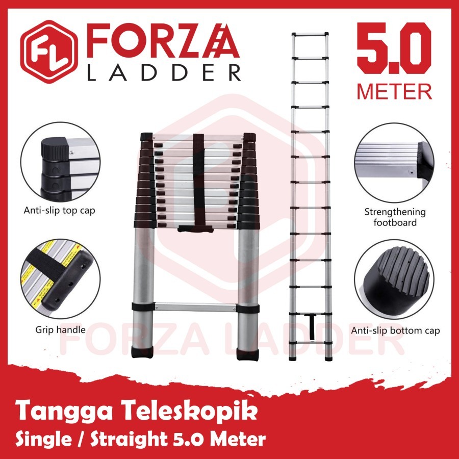 Jual Tangga Teleskopik 5 Meter Tangga Lipat Alumunium Teleskopik Forza ...