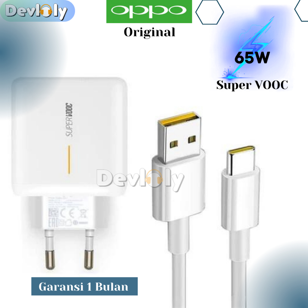 Jual Charger Oppo 65W Super Vooc 2.0 Type C 6.5A Fast Charging Adapter ...