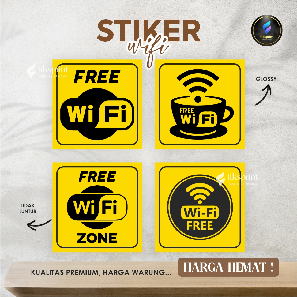 Jual Stiker Free Wifi 15 cm untuk Dinding Kaca Cafe Warung Warnet Bis | Shopee Indonesia