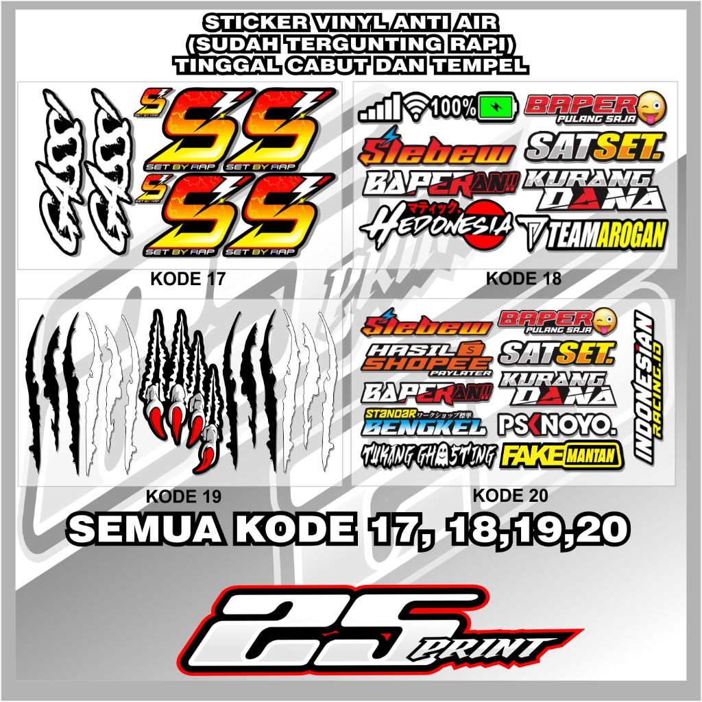 Jual STIKER KATA KATA RACING COCOK UNTUK DITEMPEL DI MOTOR STIKER PACK ...