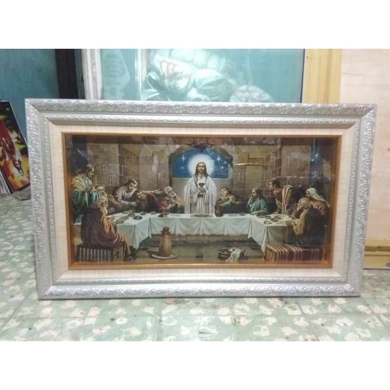 Jual Bingkai Perjamuan Kudus Katolik / Kristen Rohani Kain baldu ...