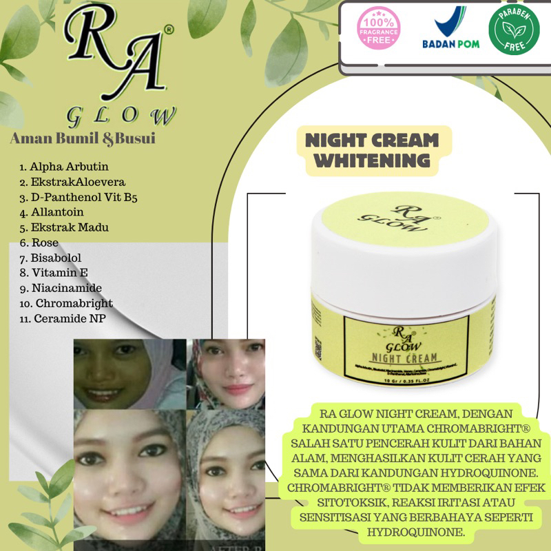 Jual Ra glow (Night cream)/cream pemutih wajah with cromabright / NIGHT CREAM WHITENING BOOSTER ...