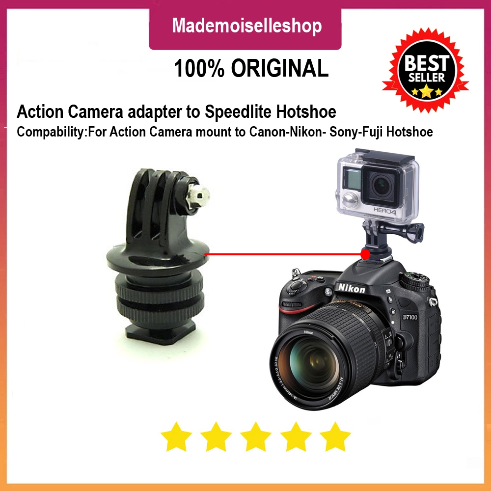 Jual Camera Flash Shoe Mount Adapter for Action Camera - Black - Gopro ...