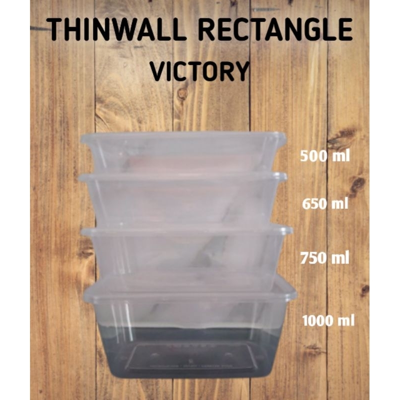 Jual Thinwall Rectangle Persegi Panjang 500ml 650ml 750ml 1000ml