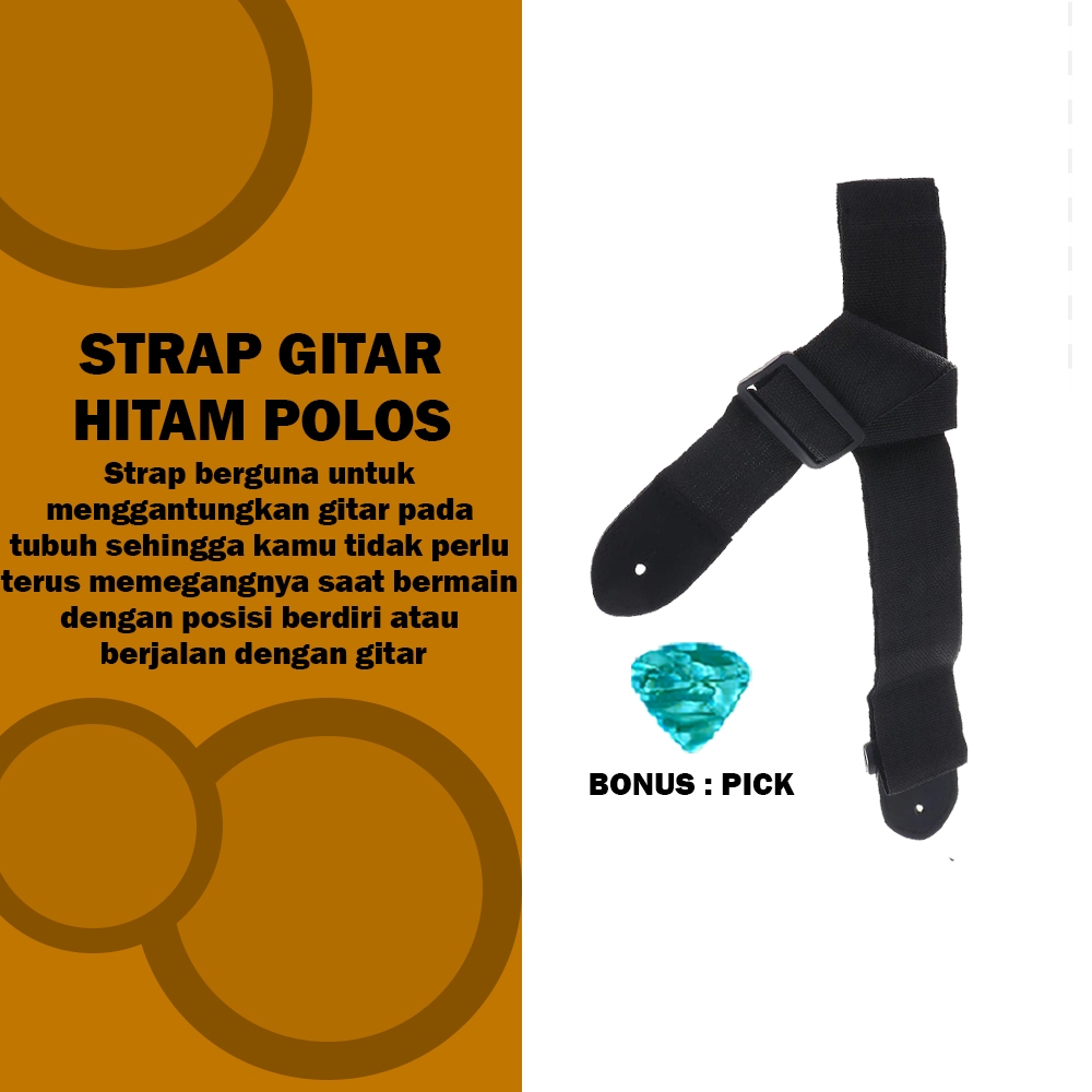 Jual Strap Gitar Polos Bonus Pick | Shopee Indonesia