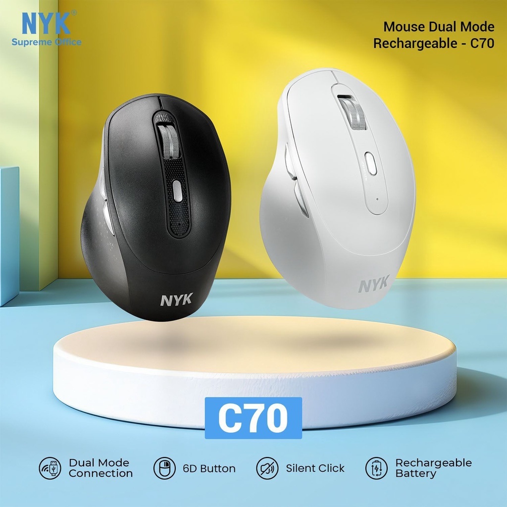 Jual Mouse Wireless Bluetooth NYK C70 Silent Dual Mode | Shopee Indonesia