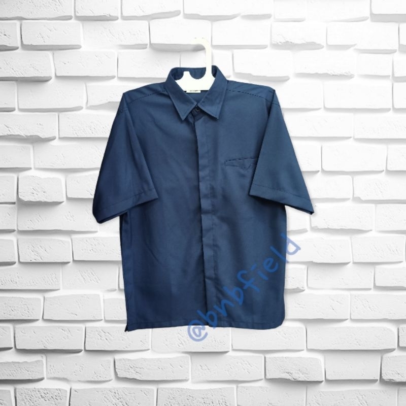 Jual KEMEJA SERAGAM BIRU NAVY POLOS BAHAN TROPICAL DRILL | Shopee Indonesia