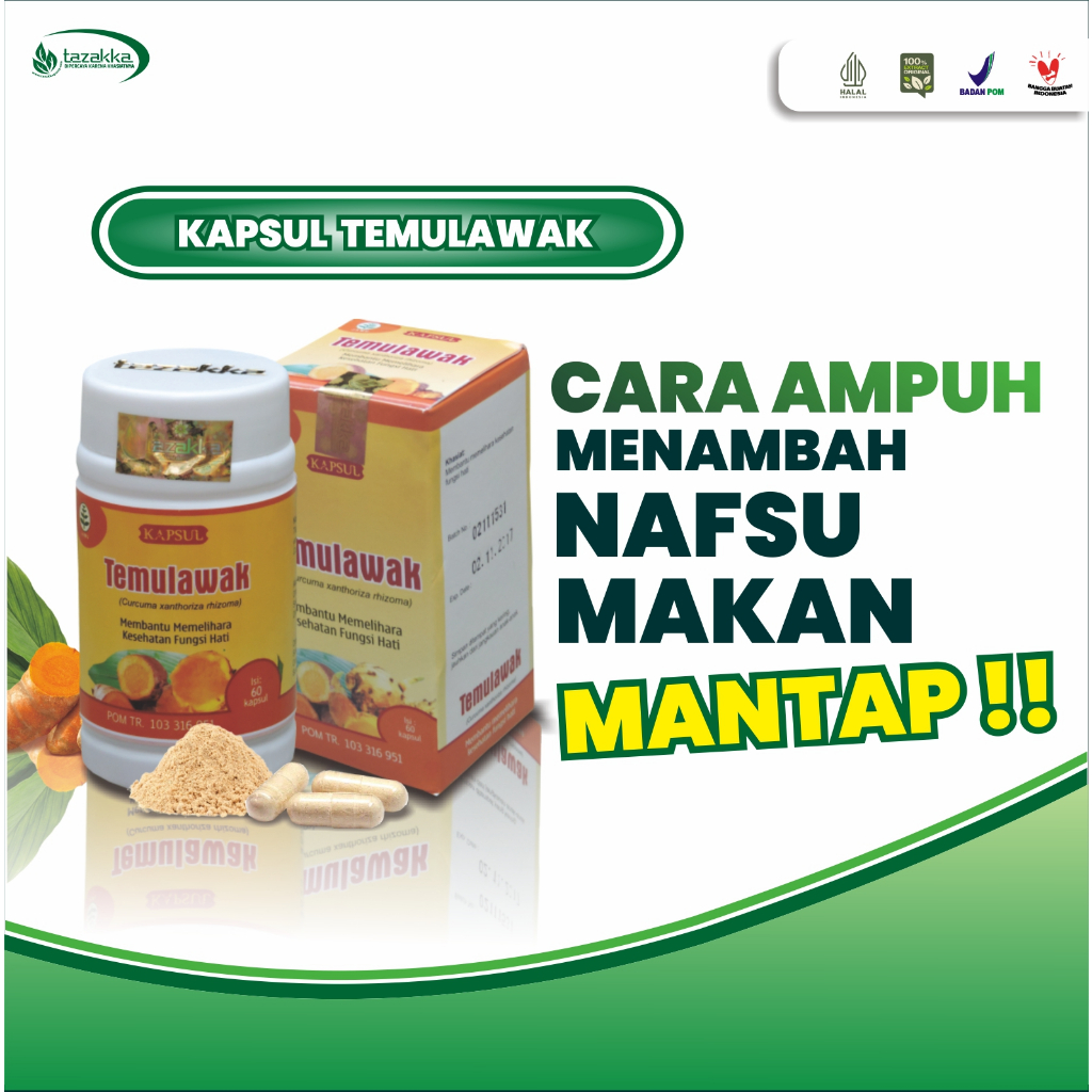 Jual Kapsul Temulawak Tazakka terbuat dari bahan alami pilihan 100% ...