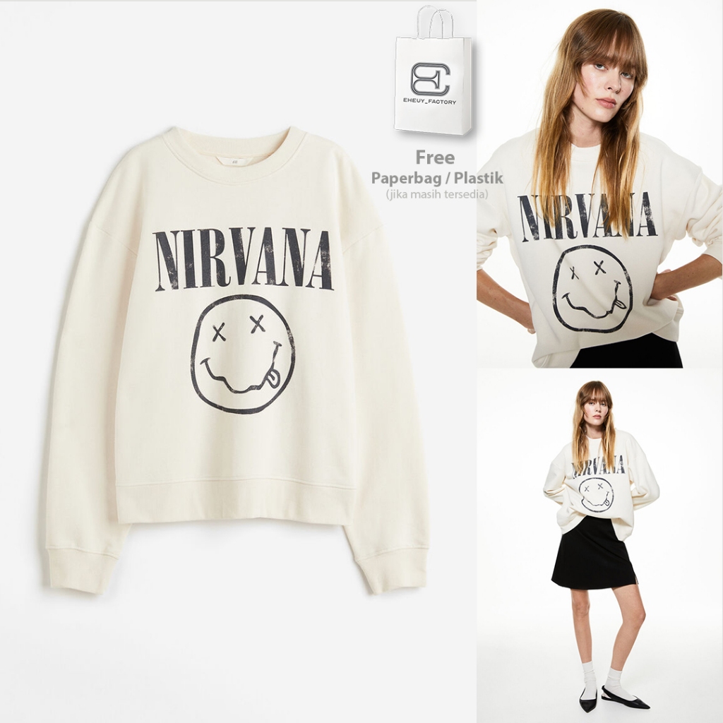 Jual Crewneck Nirvana Smile Broken White Sweater Wanita Nirvana Smile ...