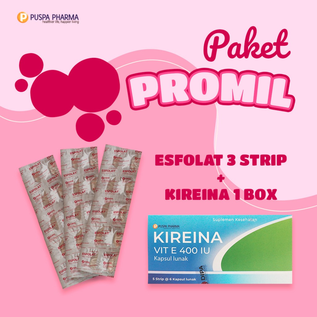 Jual Paket Promil - Esfolat Asam Folat 1mg (3 Strip) + Kireina Vitamin ...