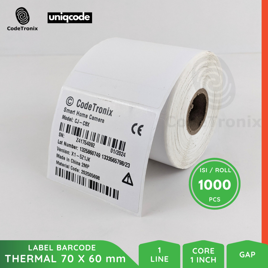 Jual Label Stiker Kertas Thermal 70x60 Direct Sticker Barcode Roll 1 Line 500 pcs | Shopee Indonesia
