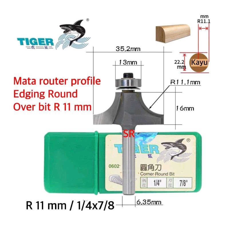 Jual Mata Router/ Profil Round Over Bit 11 mm (1/4×7/8×R 11mm) | Shopee ...