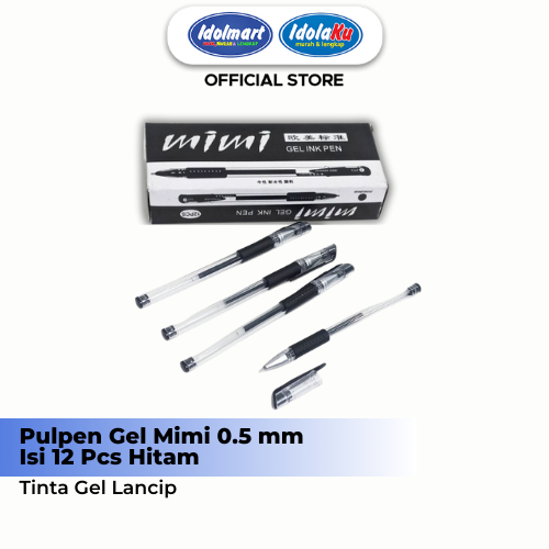 Jual IDOLAKU Pulpen Gel Mimi 0.5 Pack Isi 12 Pcs Hitam | Shopee Indonesia