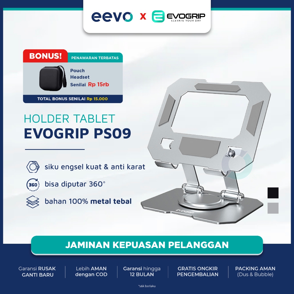 Jual EVOGRIP PS09 Tablet Holder Stand Hp Besi Alumunium Rotary Putar 360 Kuat Kokoh Tempat ...