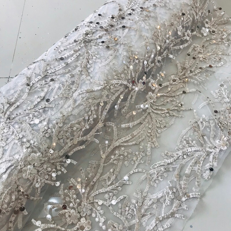 Jual Kain tulle bordir sequin motif akar merambat | Shopee Indonesia